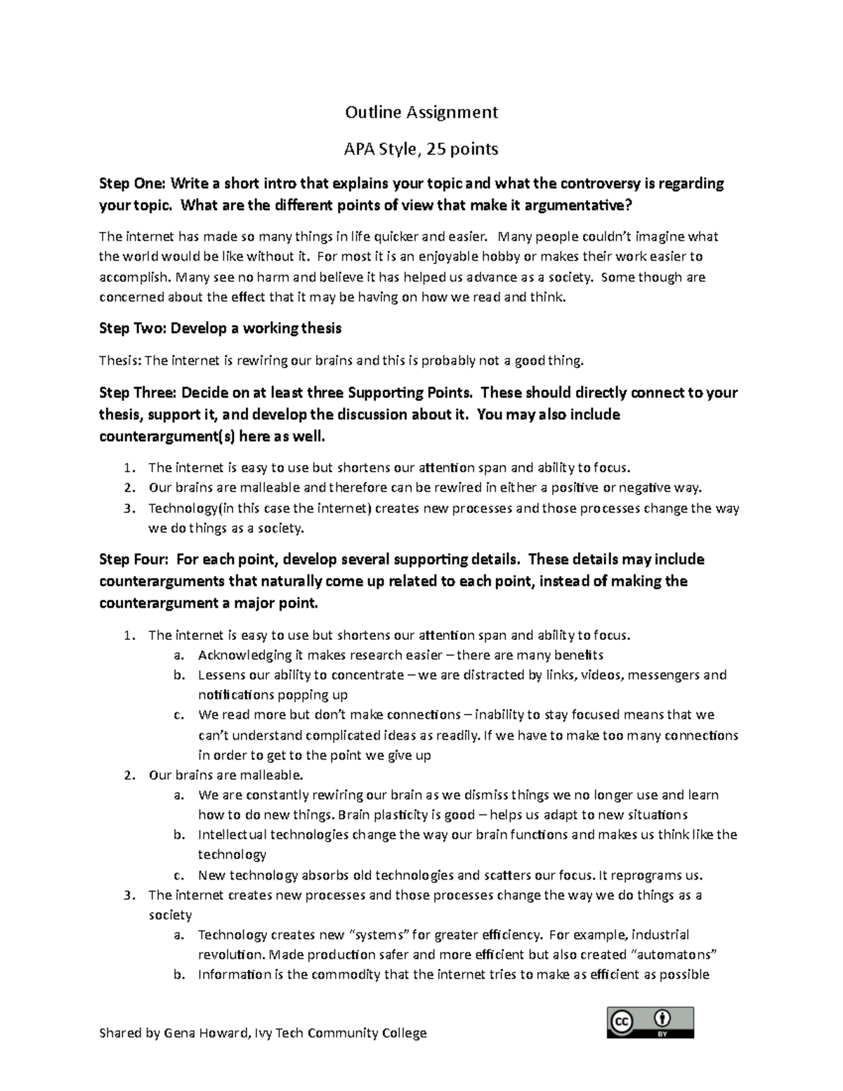 Steps+to+Creating+an+outline - Outline Assignment APA Style, 25 points ...
