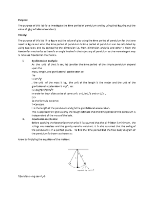 Experiment 6 - Time Period of Physical Pendulum - Experiment# 6 Time ...