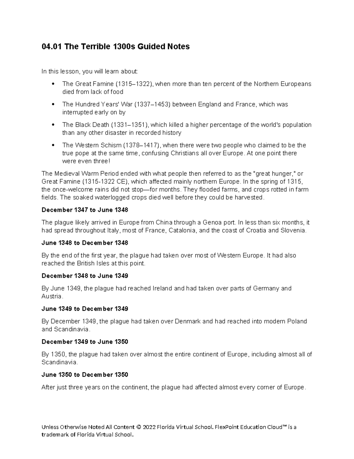 04 01 guided notes done - 04 The Terrible 1300s Guided Notes In this ...