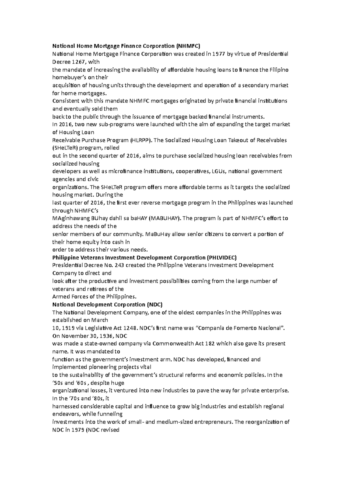 National Home Mortgage Finance Corporation - Consistent with this ...