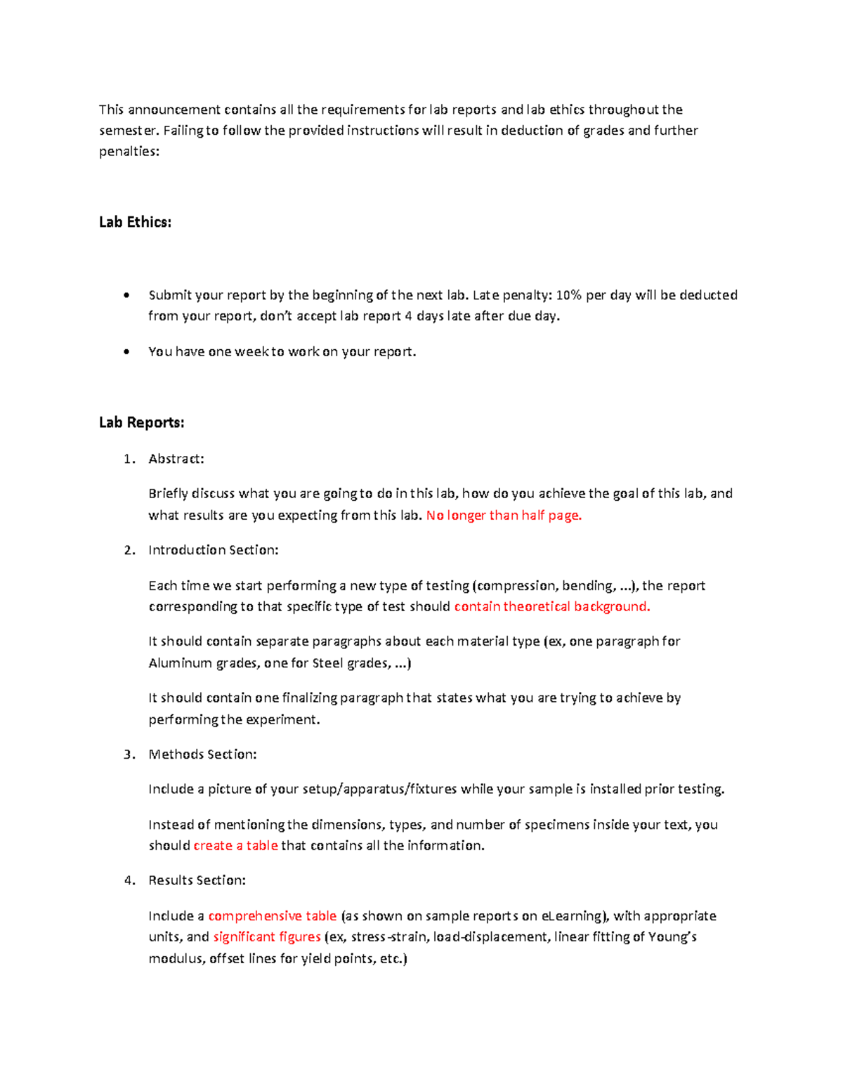 Lab report components - stugg - This announcement contains all the ...