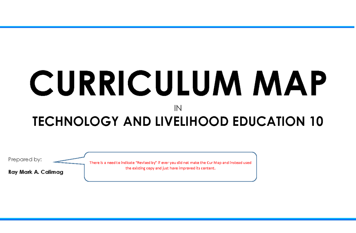 Curriculum Map rev 081422 - CURRICULUM MAP IN TECHNOLOGY AND LIVELIHOOD ...
