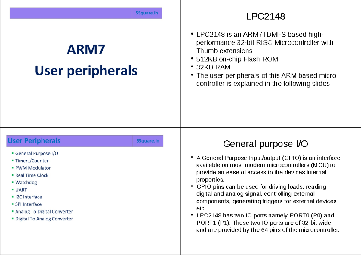 Module 6 user peripherals - LPC LPC2148 is an ARM7TDMI-S based high ...