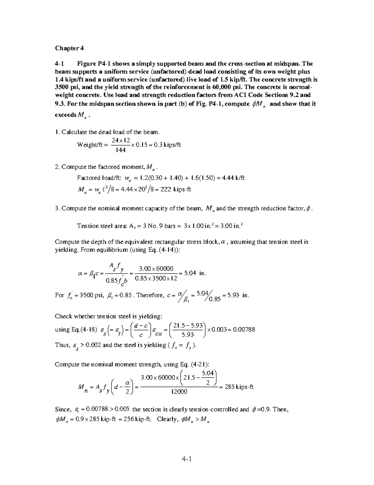 RC Solution - Good lecture for learn highway engineering. - Chapter 4 4-1 Figure P4-1 shows a ...