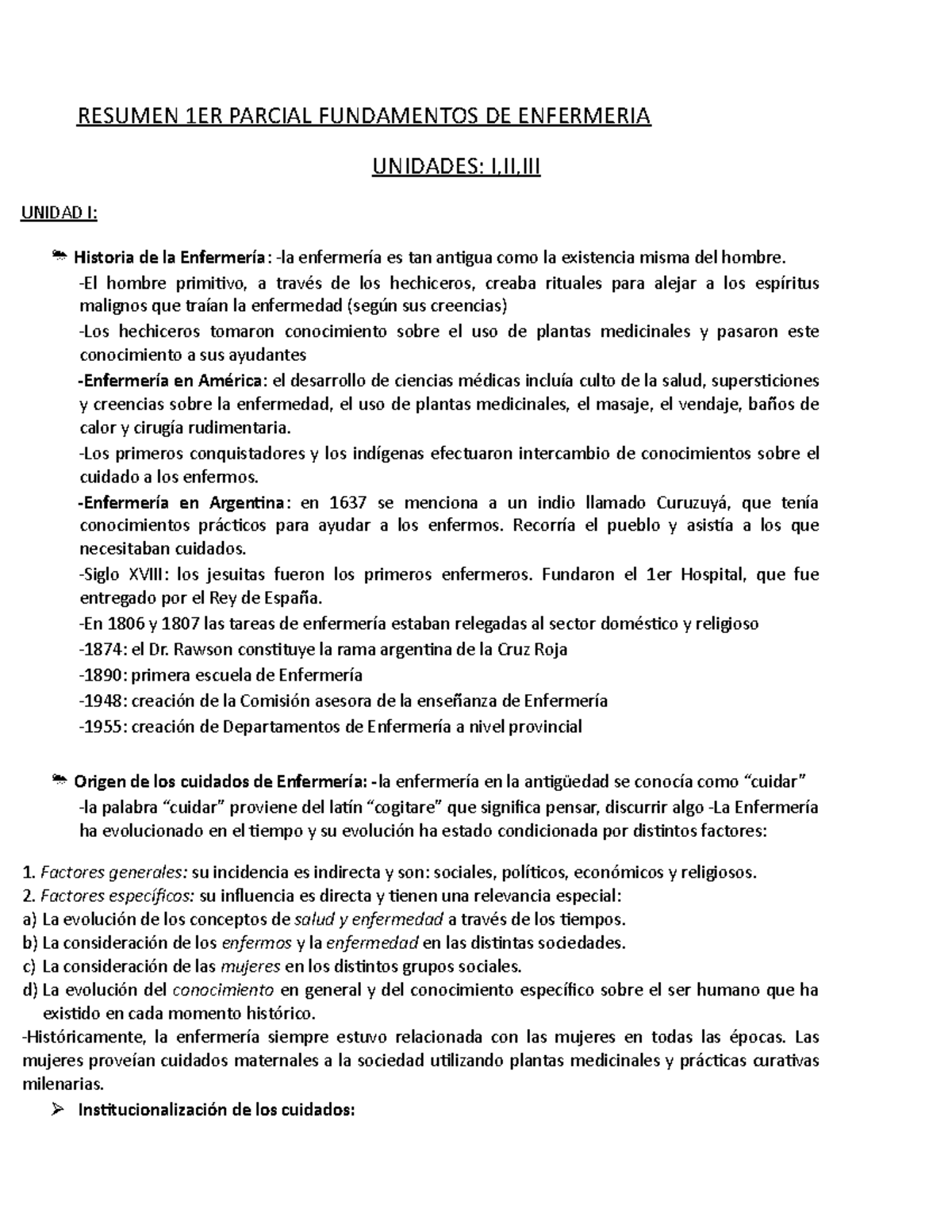 Resumen 1ER Parcial Fundamentos DE Enfermeria - RESUMEN 1ER PARCIAL FUNDAMENTOS DE ENFERMERIA ...