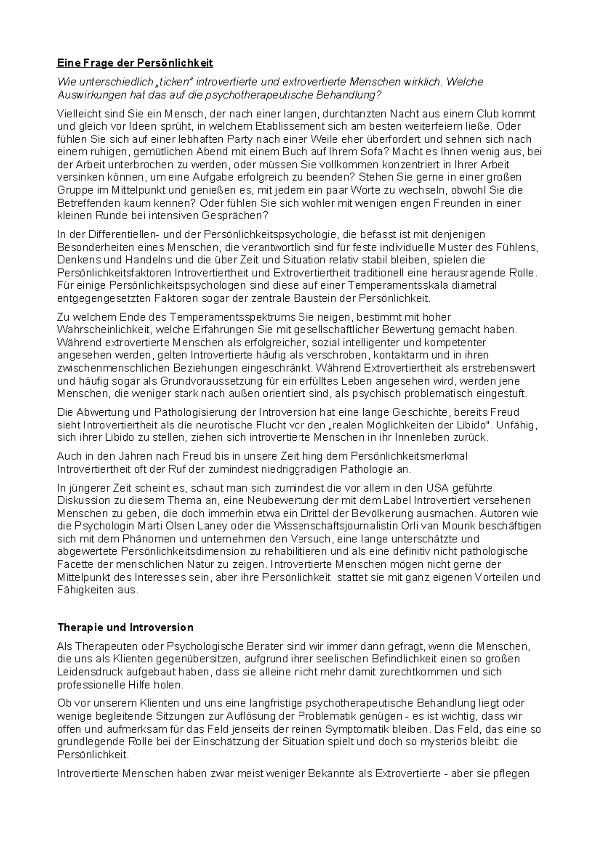 Introvertiert extravertiert Kurzartikel - Eine Frage der Persönlichkeit ...