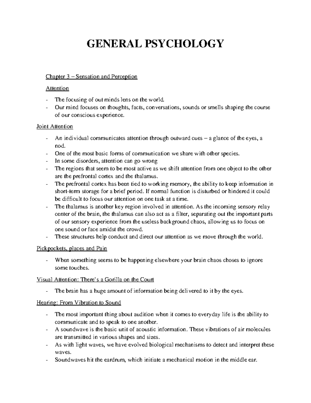 General Psychology Notes 1 Chapter 3 - GENERAL PSYCHOLOGY Chapter 3 ...