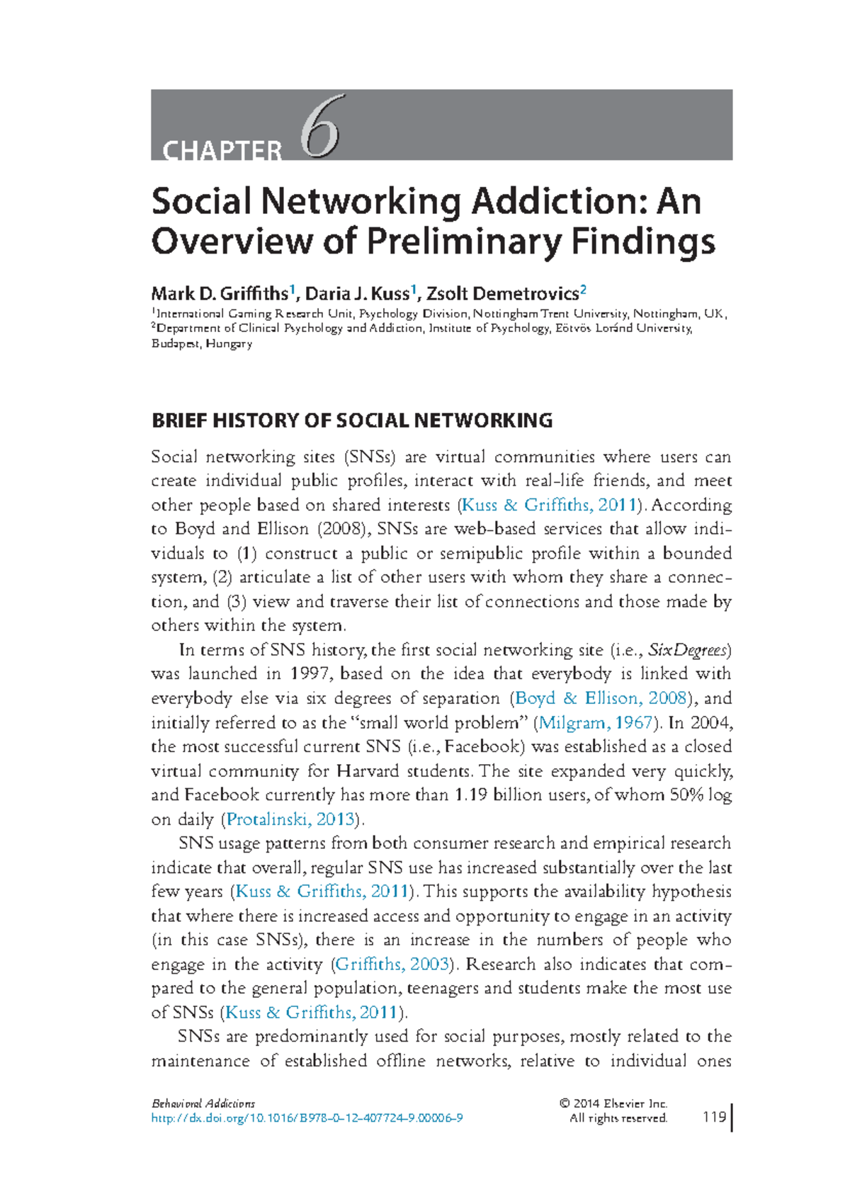 Griffiths etal 2014 SNS Addiction Chapter - 119 Behavioral Addictions ...