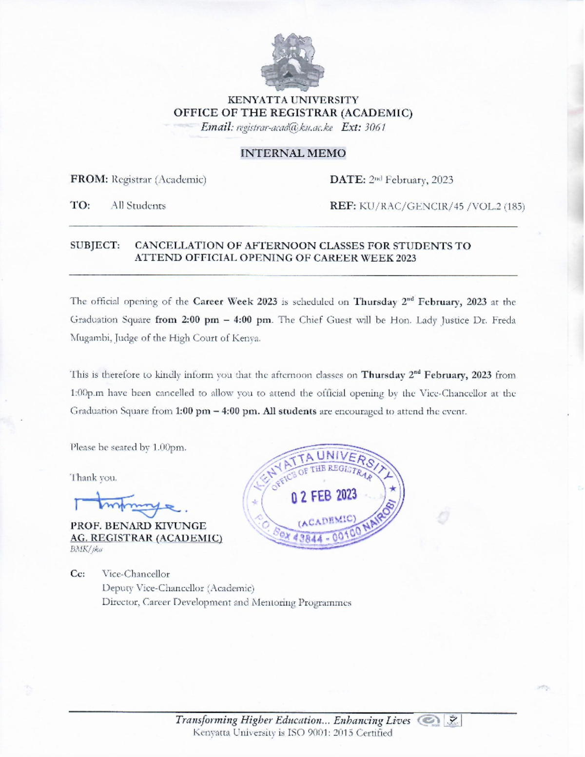 Circular to All Students - Evidence Law - Studocu