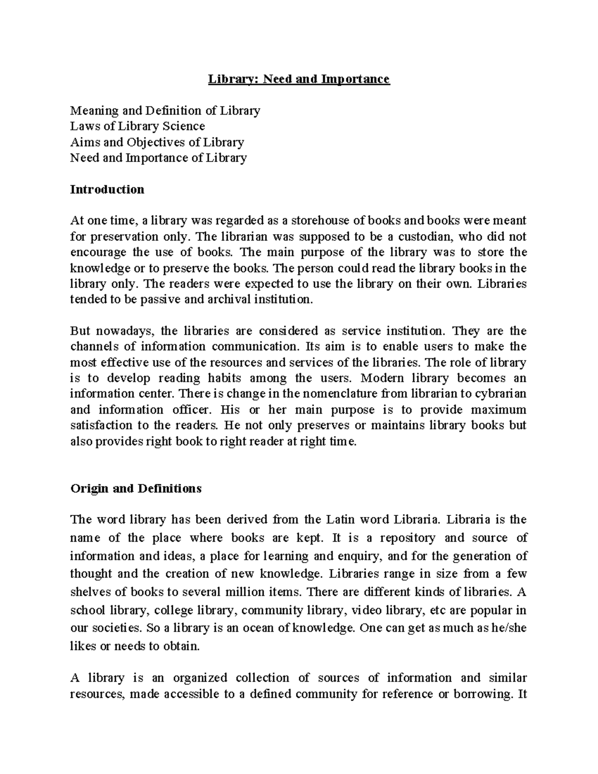 Library need and importance - Library: Need and Importance Meaning and ...