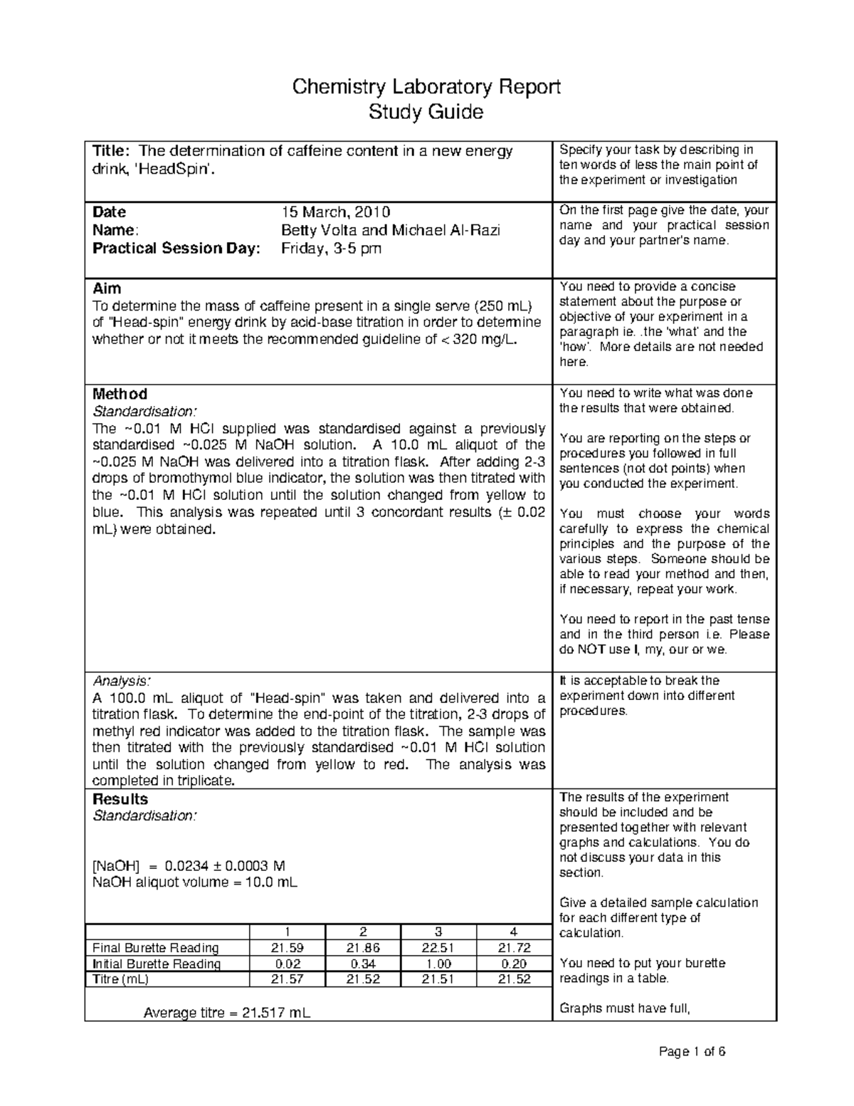 Chemistry Laboratory Report Writing Guide - Chemistry Laboratory Report ...