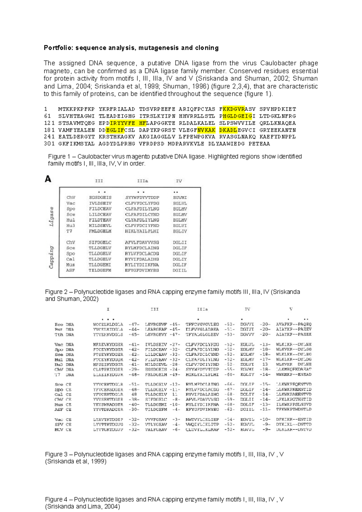 Coursework - Portfolio: sequence analysis, mutagenesis and cloning The ...