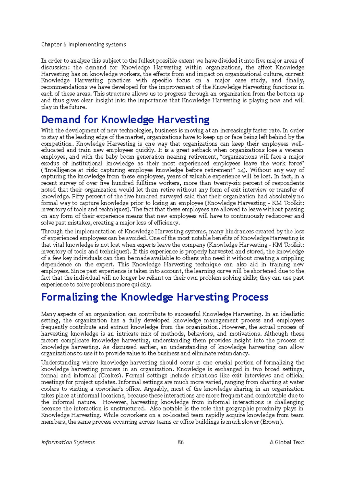Information Systems-31 - Chapter 6 Implementing systems In order to analyze this subject to the ...