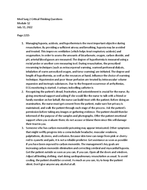 Critical thinking questions 3 - Chapter 28 Critical Thinking Exercises ...