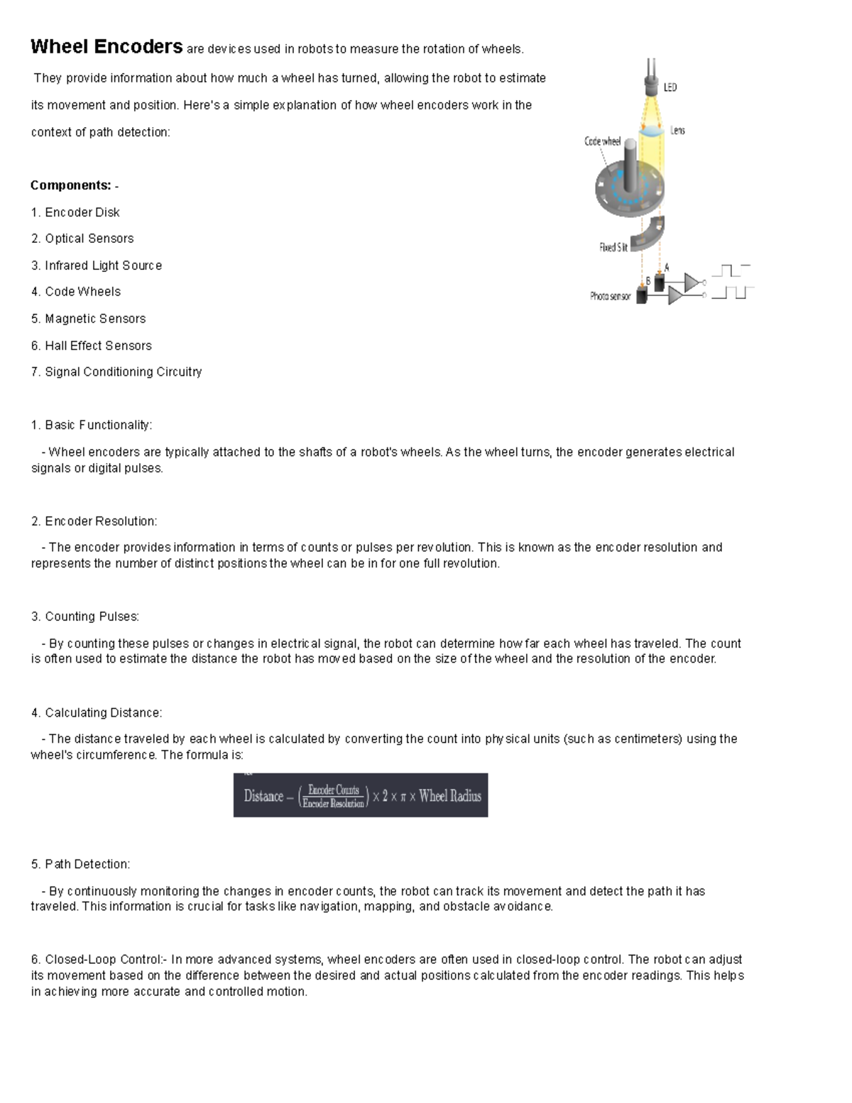 Technologies for robet path detection - Wheel Encoders are devices used ...