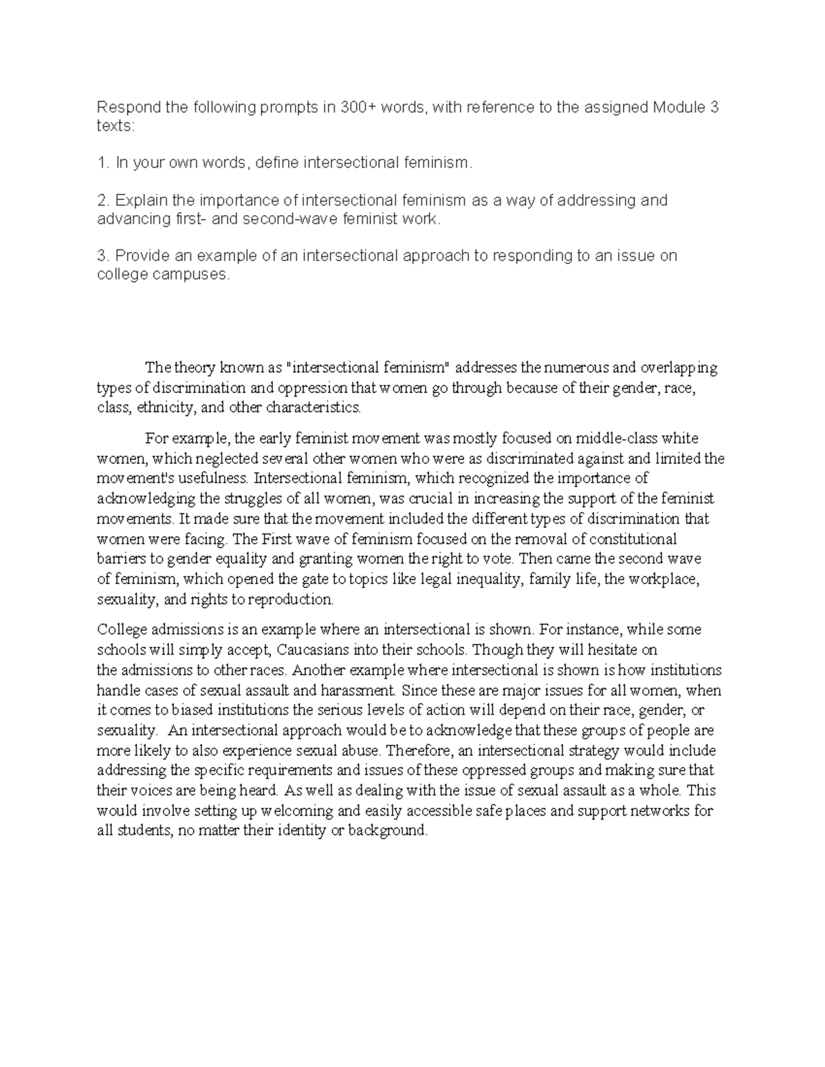 WS Module 3 Short Writing - Respond the following prompts in 300+ words ...