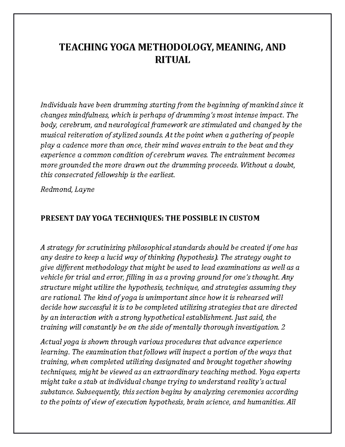 Teaching YOGA Methodology, Meaning, AND Ritual - TEACHING YOGA ...