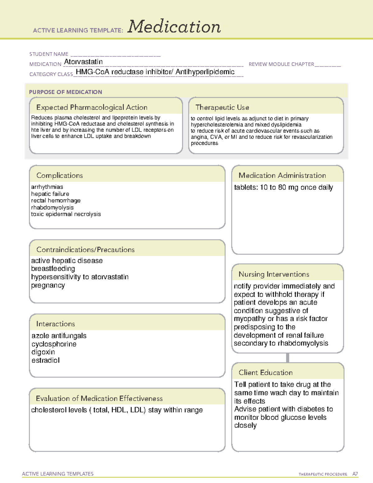 Atorvastatin - active learning template - ACTIVE LEARNING TEMPLATES ...