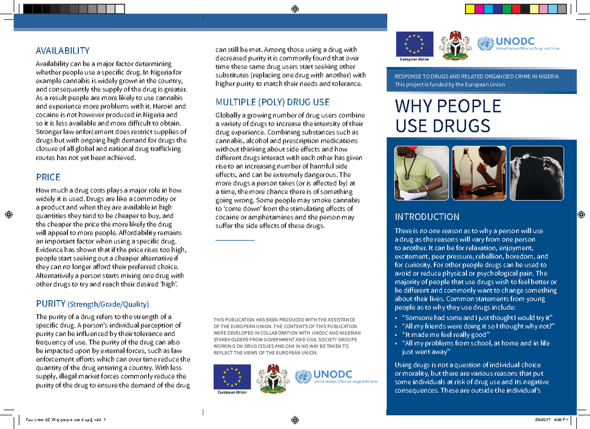 Fact sheet 02 Why people use drugs - INTRODUCTION There is no one ...