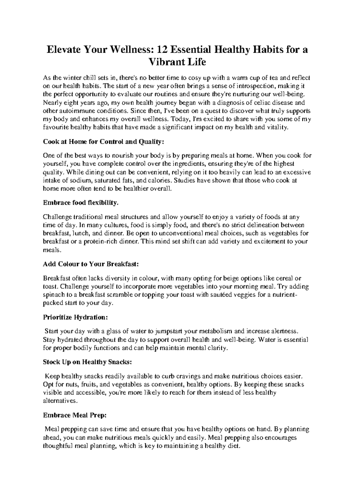 Elevate Your Wellness - Essay - Elevate Your Wellness: 12 Essential ...