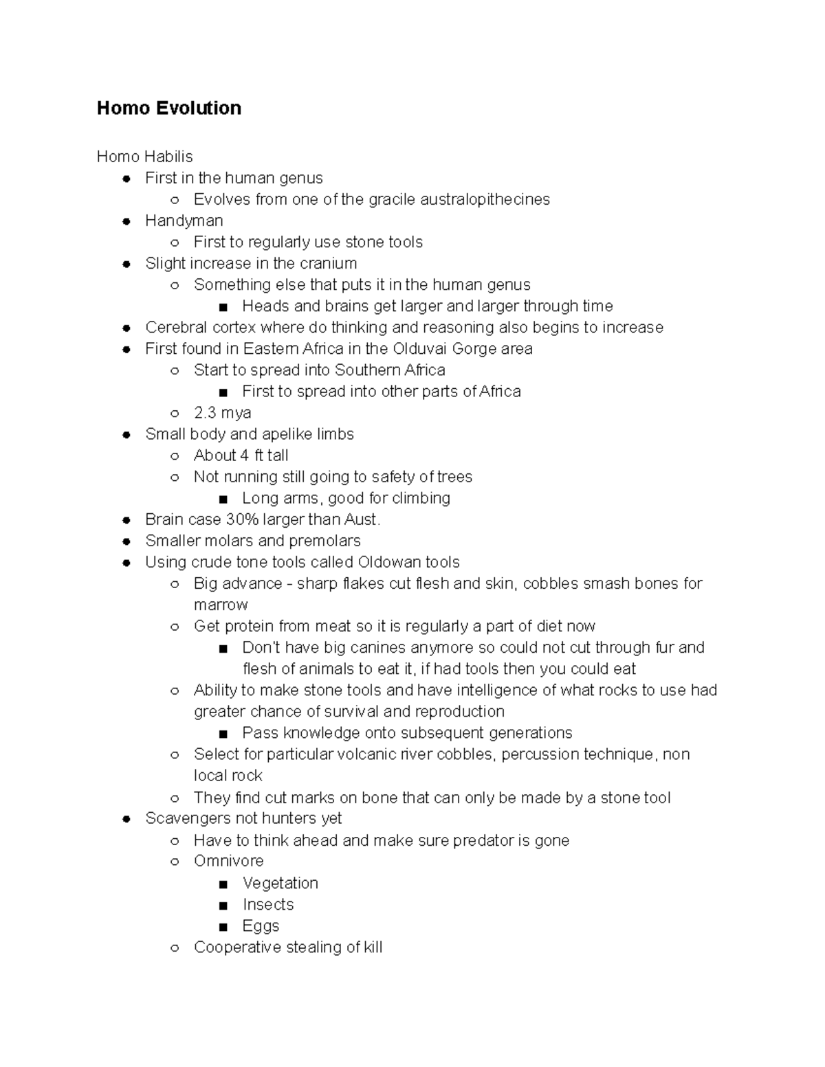 Anth 101 Homo Evolution - Homo Evolution Homo Habilis First in the ...