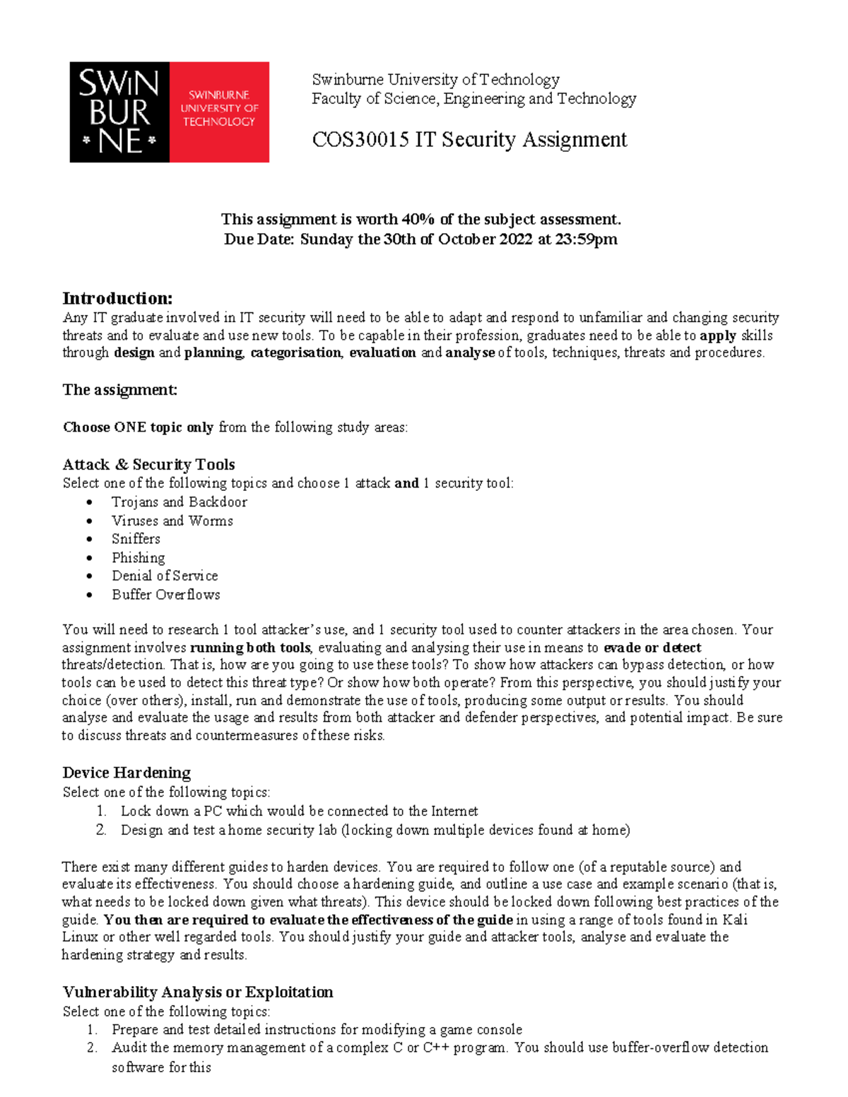 Assignment 2 2022-2 - zxsfdss - Swinburne University of Technology ...