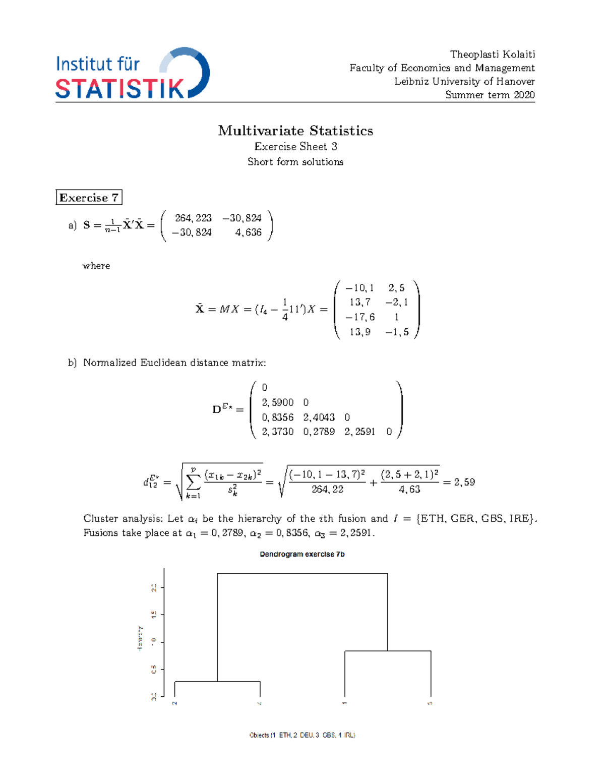Multivariate Statistics Exercise 3 Solutions Theoplasti Kolaiti Faculty Of Economics And