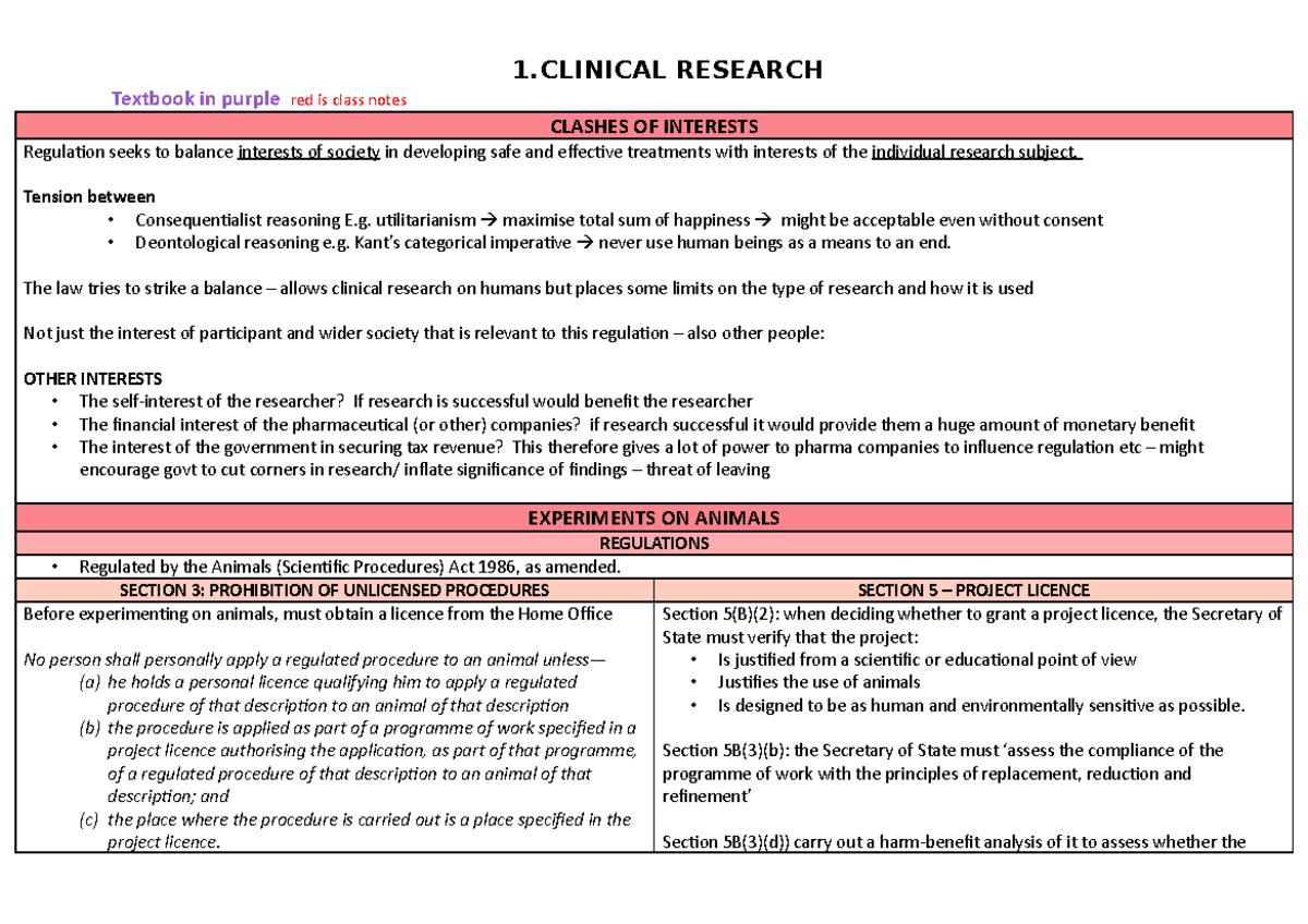 1. Clinical Research Summary - 1 RESEARCH Textbook in purple red is ...