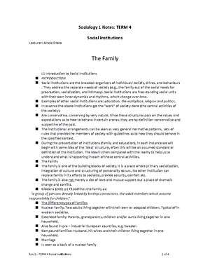 Thando Notes(Family) - 2nd one on family - Sociology 1 Notes: TERM 4 ...
