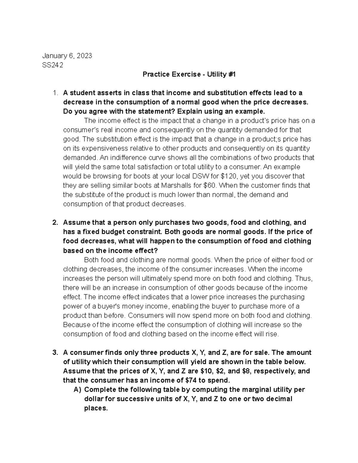 Practice Exercise Utility 1 Alyssa Thomas January 6 2023 Ss