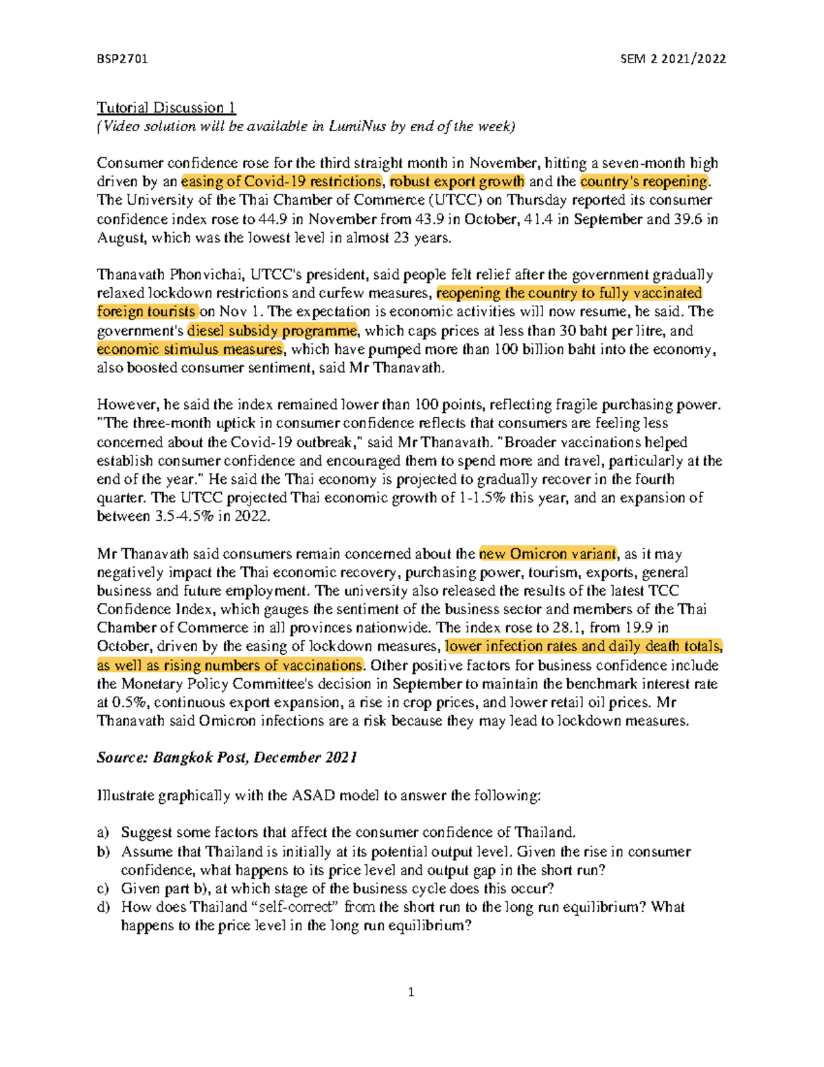 Tutorial Discussion 1 - BSP2701 SEM 2 2021/ 1 Tutorial Discussion 1 ...