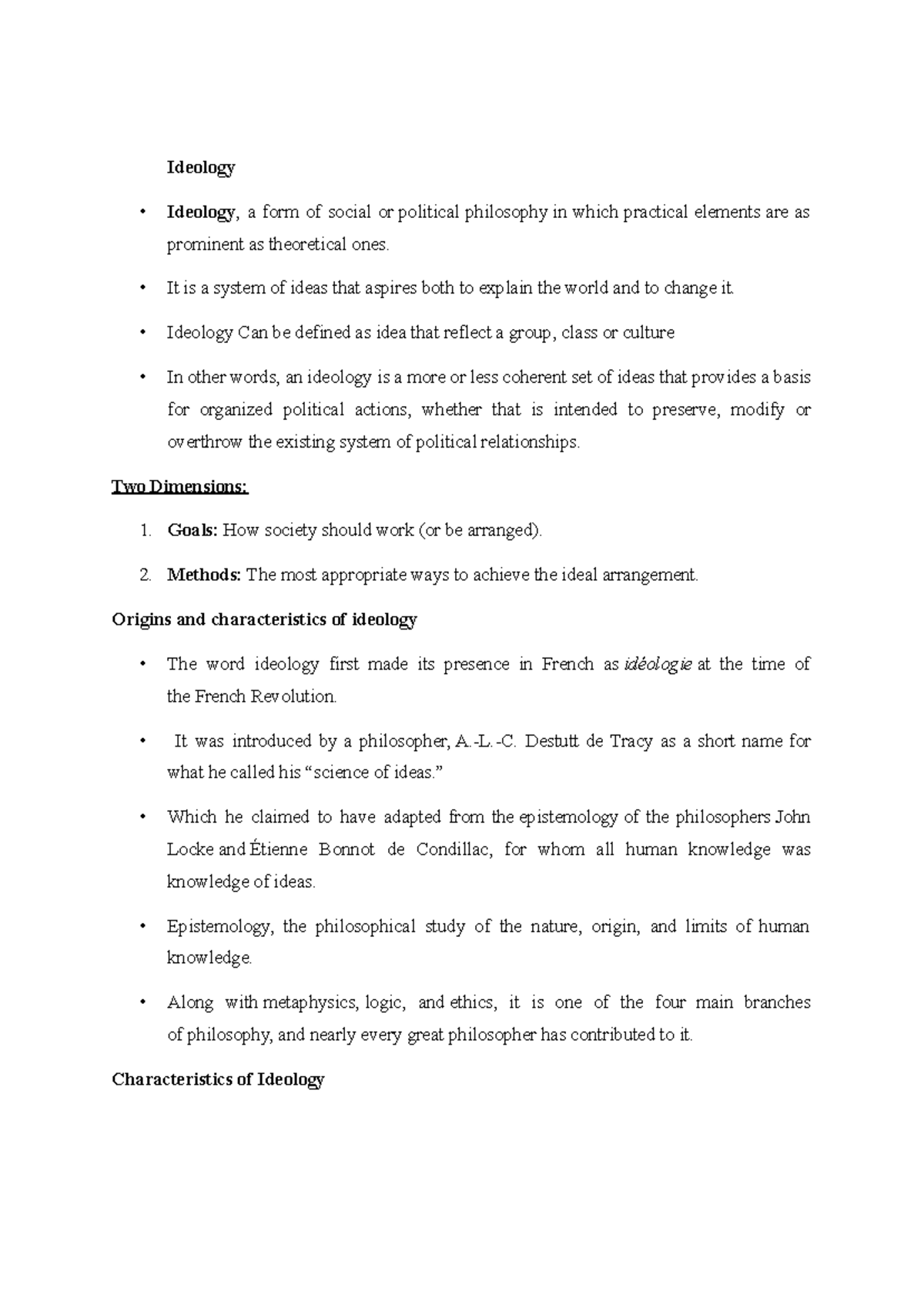 Notes Pol. Theory 2 (Updated) - Ideology Ideology, a form of social or ...