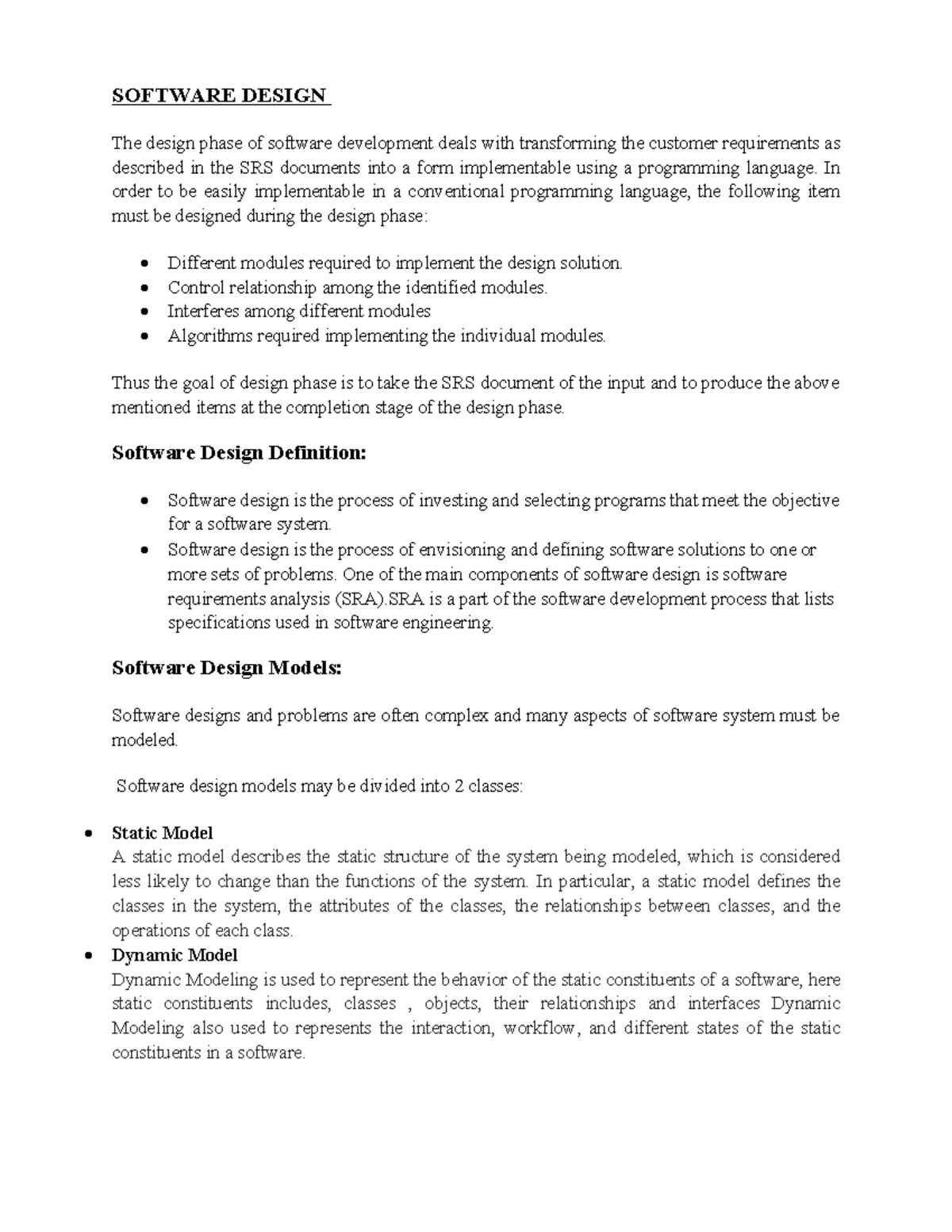 Se unit3 (p1) - SE unit 3 - SOFTWARE DESIGN The design phase of ...