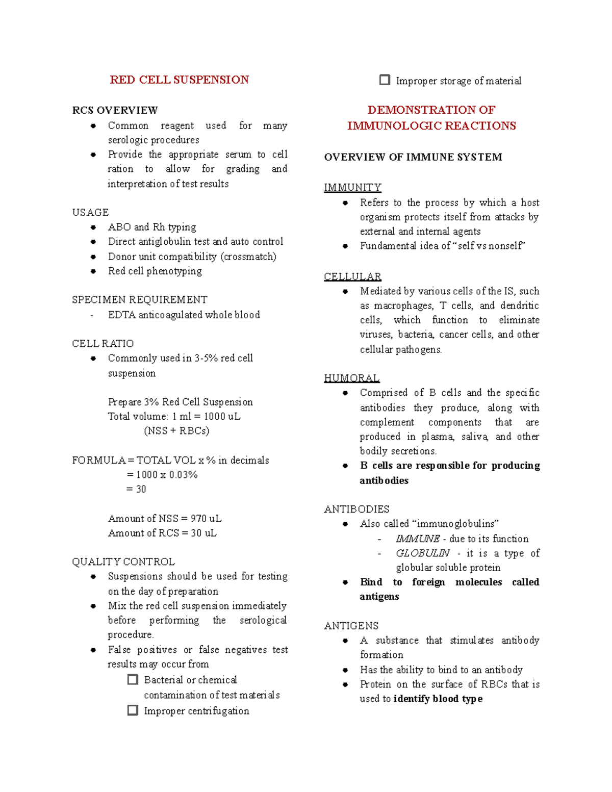 Red Cell Suspension and Demonstration of Immunologic Reactions - RED ...