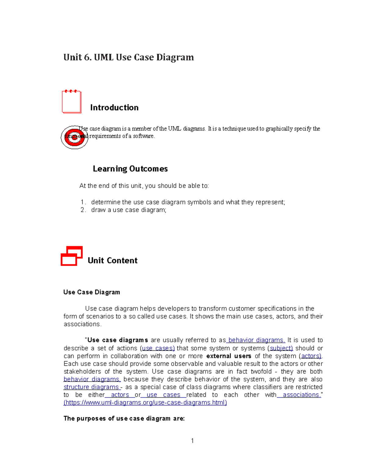 UML Use Case Diagram - Unit 6. UML Use Case Diagram Introduction Use ...