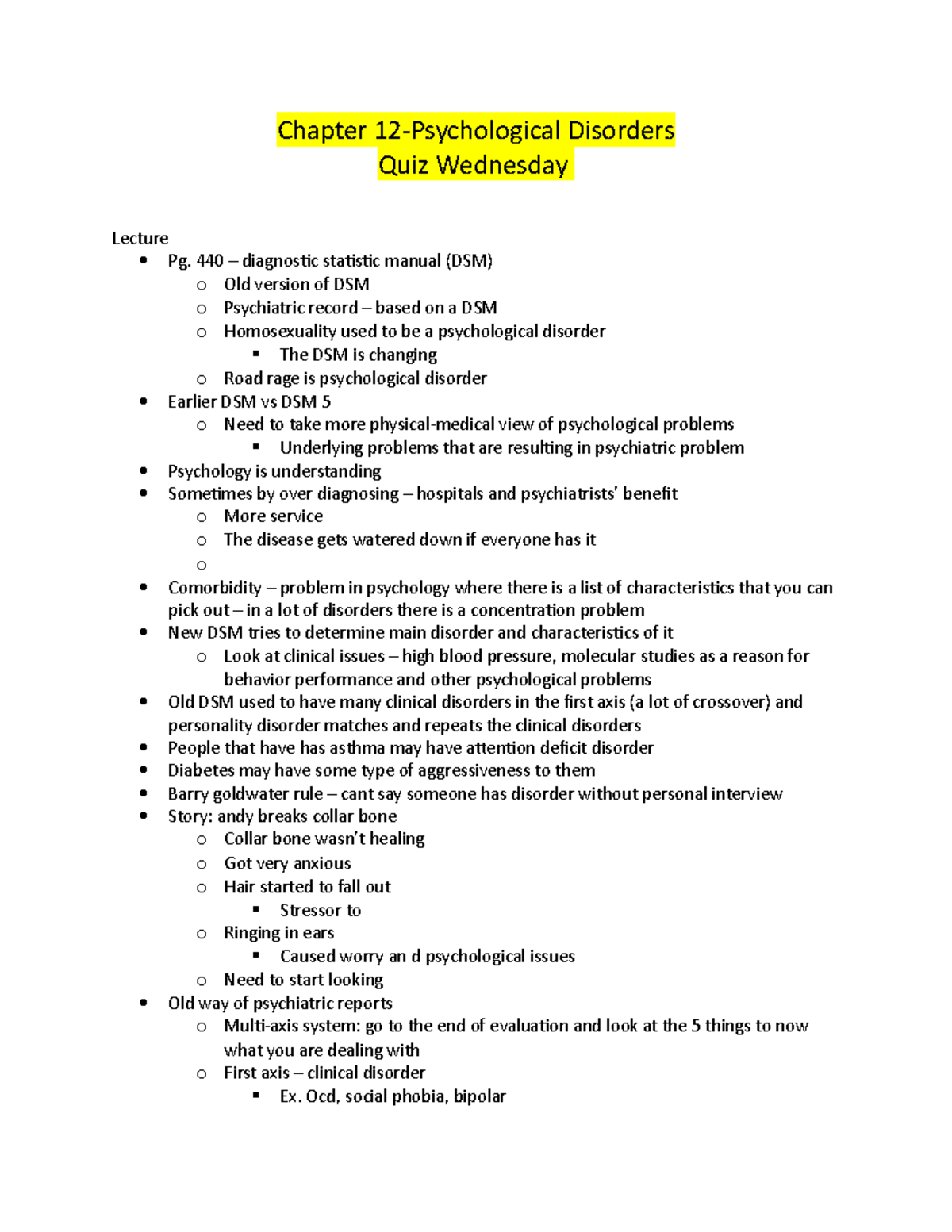 Chapter 12 - Psychological Disorders - Chapter 12-Psychological ...