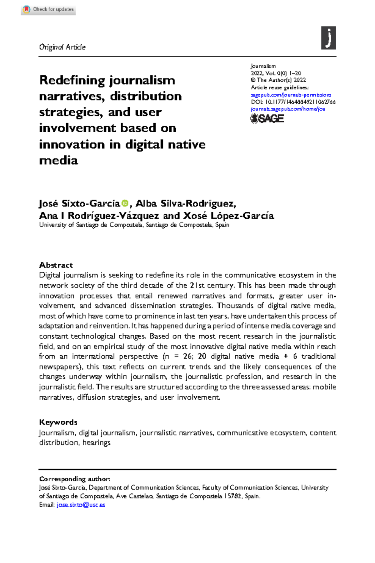 Redefining journalism narratives in digital native media, 2022 ...