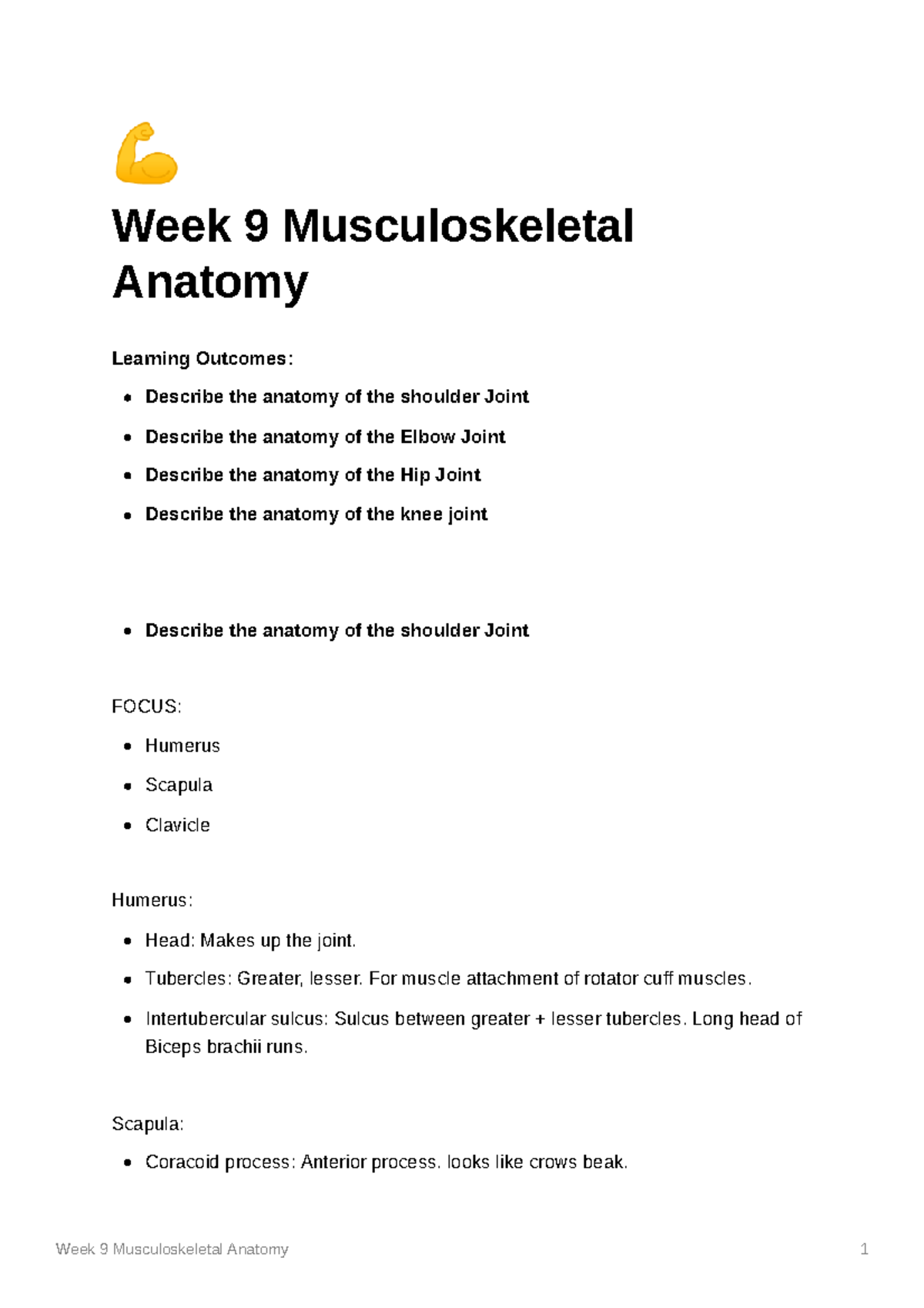 Week 9 Musculoskeletal Anatomy - Week 9 Musculoskeletal Anatomy ...