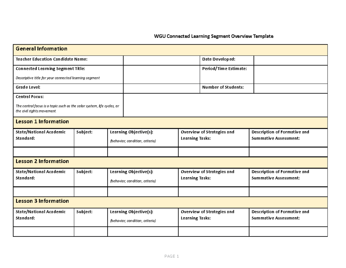 ENM3 - passing grade - WGU Connected Learning Segment Overview Template General Information ...