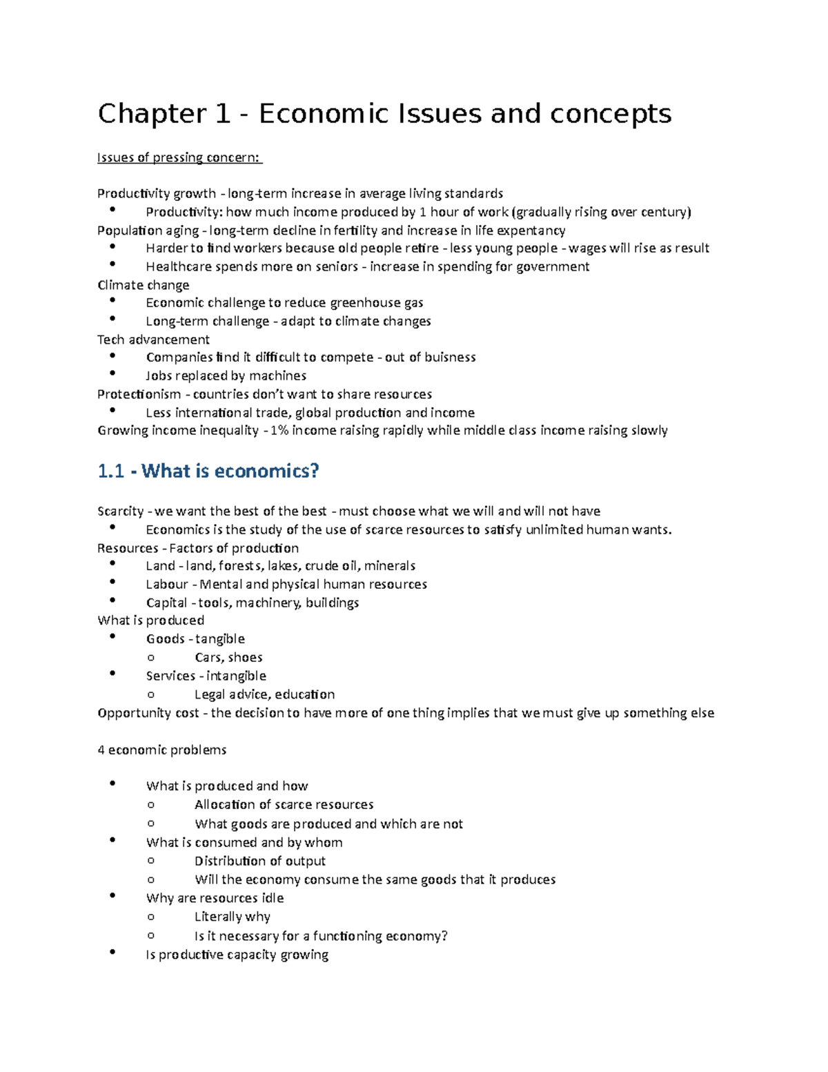 Chapter 1 - Economic issues and concepts - Chapter 1 - Economic Issues ...