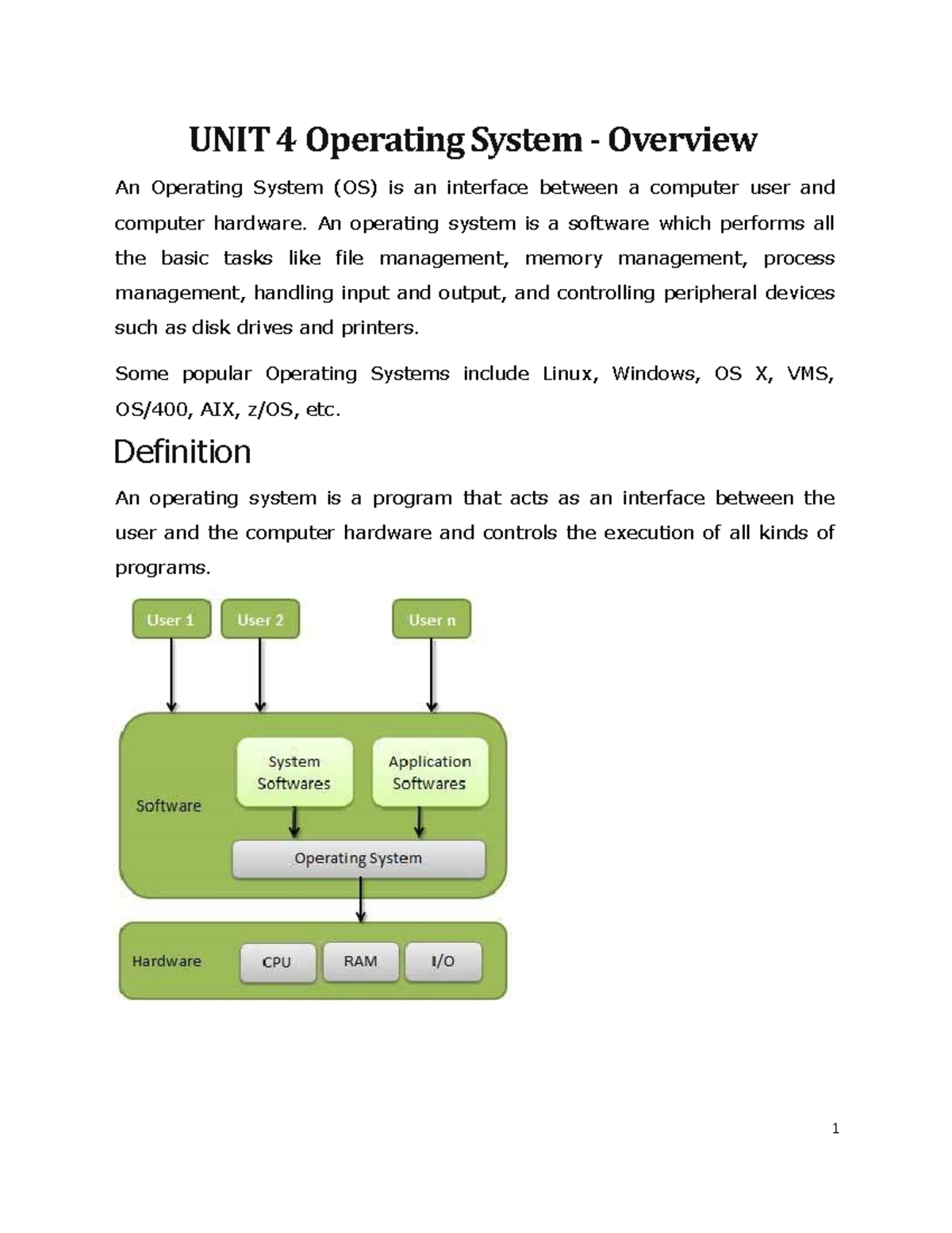 Fundamental Notes FY - BCA - UNIT 4 Operating System - Overview An ...