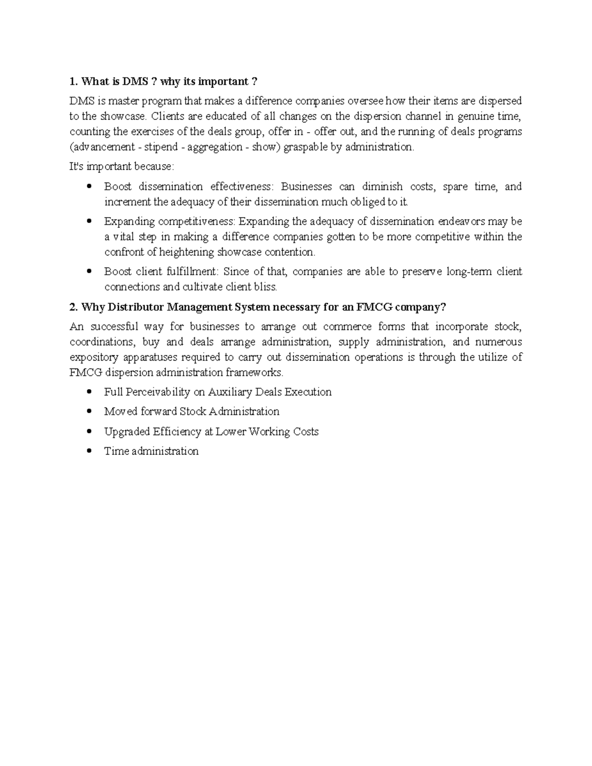 Giữa kỳ MIS - What is DMS? why its important? DMS is master program ...