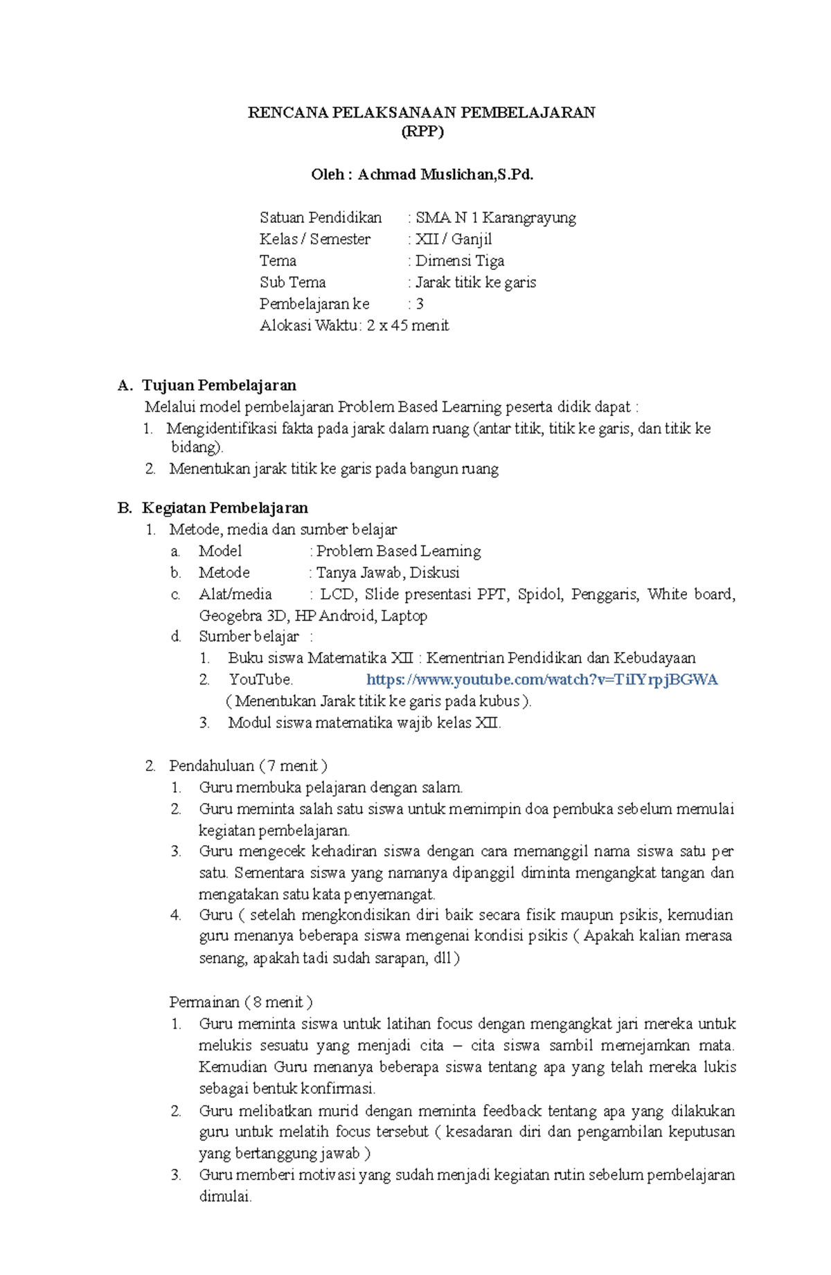 RPP CGP Chaen Wookey Upload - RENCANA PELAKSANAAN PEMBELAJARAN (RPP ...