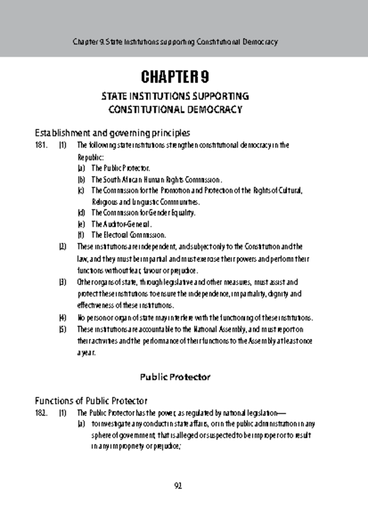 POL 142 - Week 4 - Chapter 9 - South African Consitution 1 - CHAPTER 9 ...