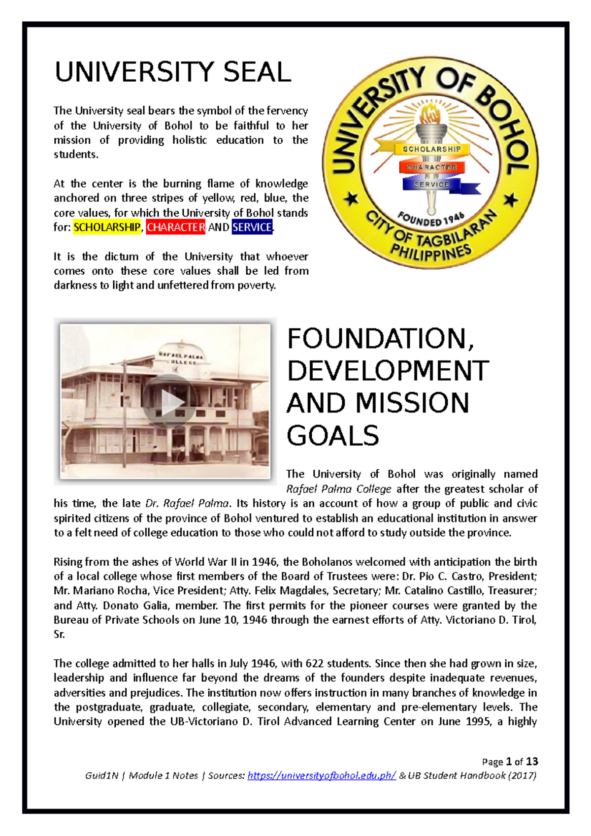 Module-1-Notes - UB Orientation - UNIVERSITY SEAL The University seal ...