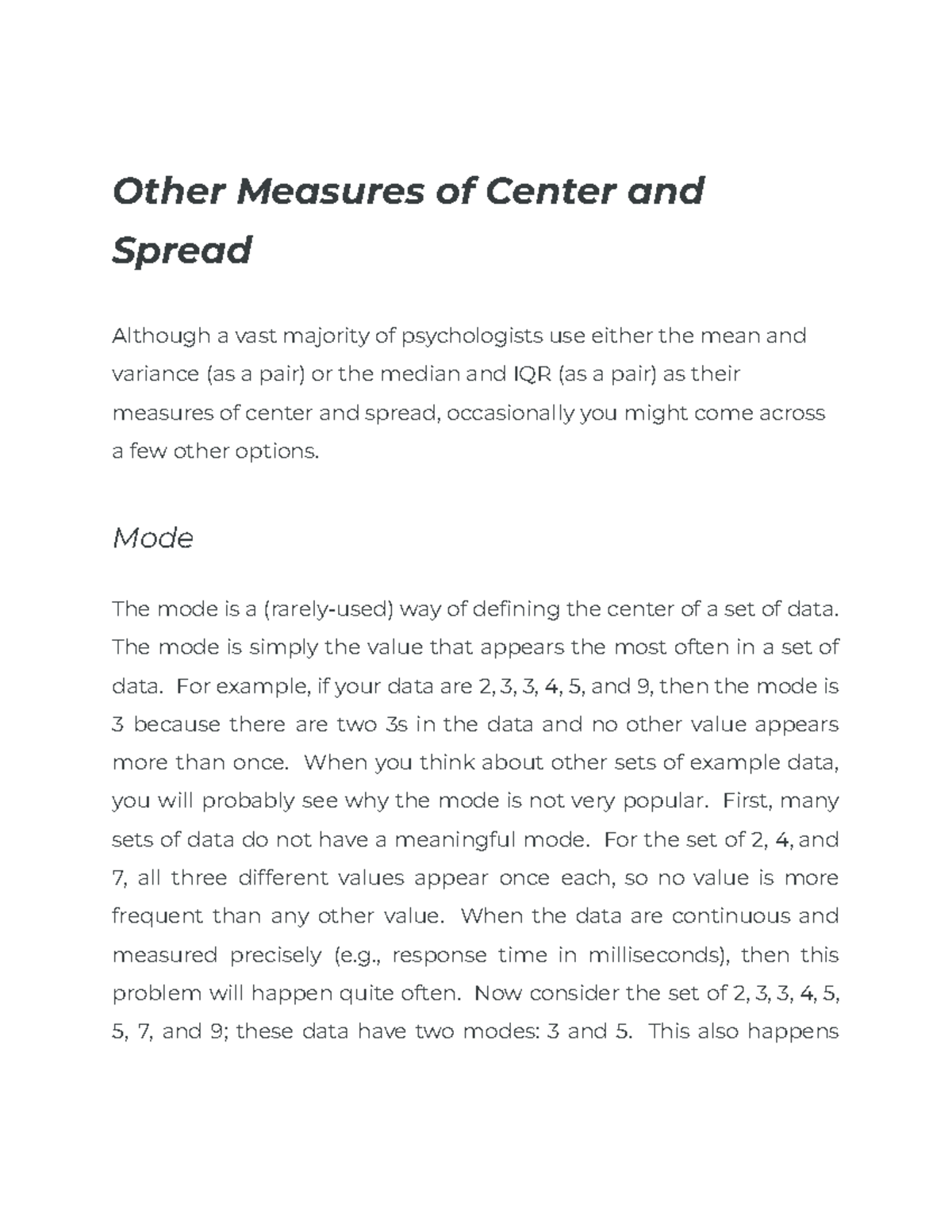 Other Measures of Center and Spread - Other Measures of Center and ...