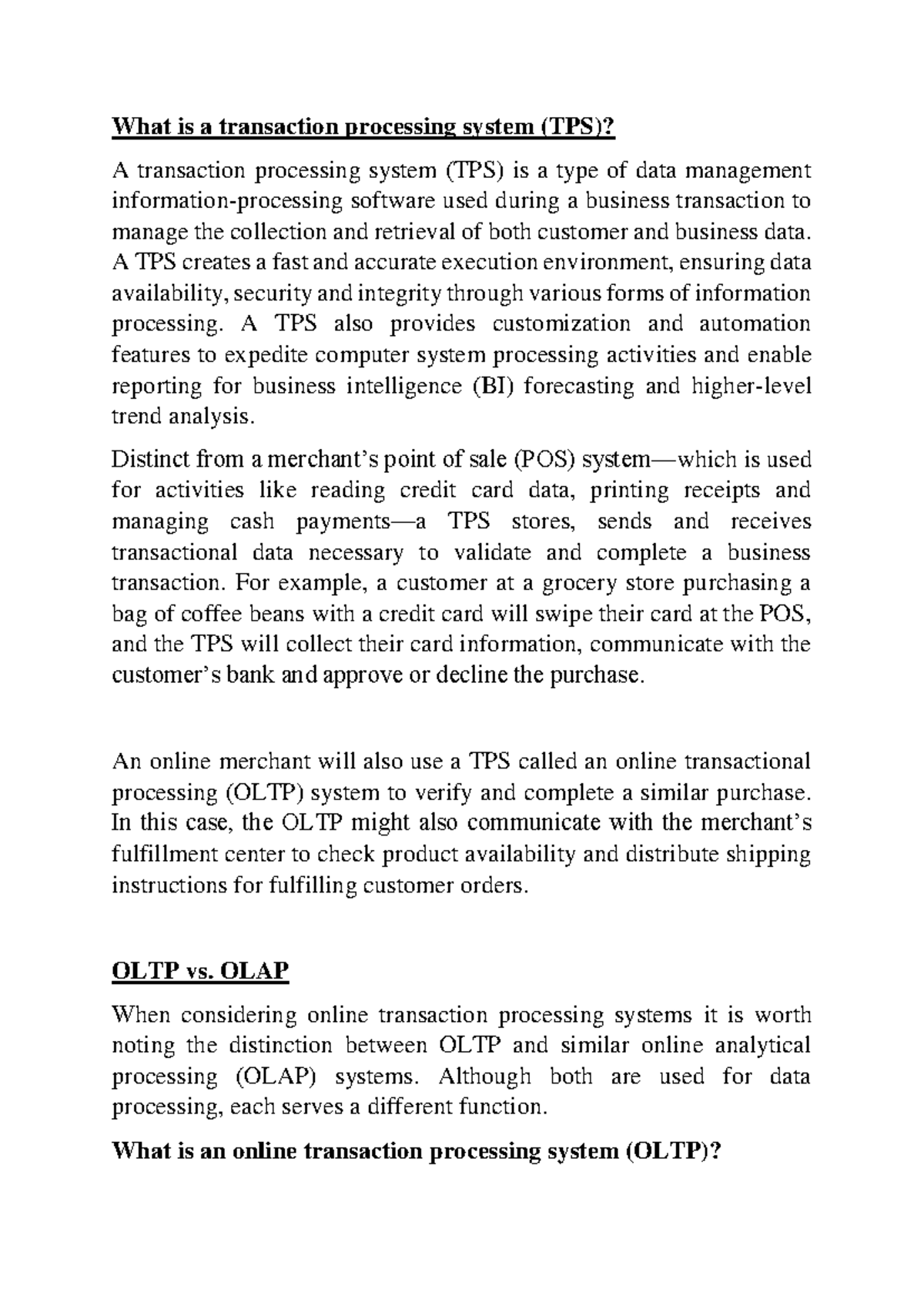 BIS module 2 notes - Very interesting - What is a transaction ...