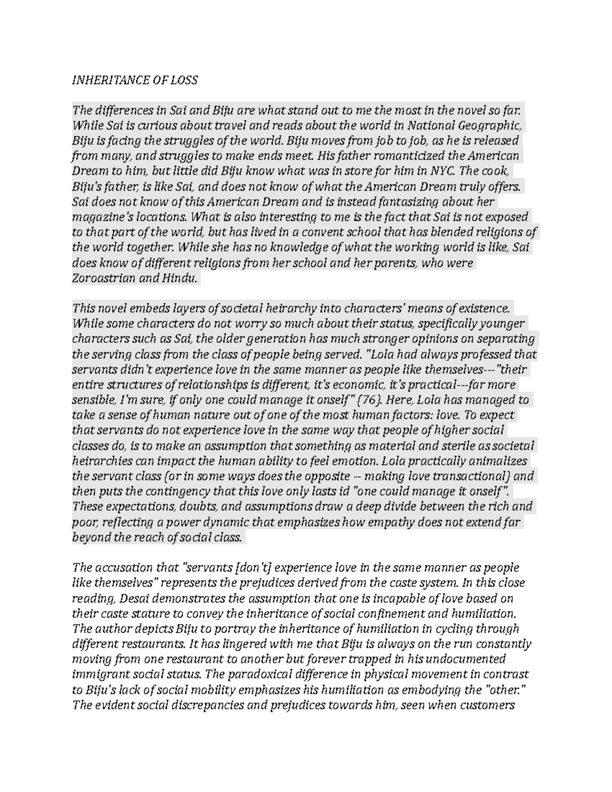 Discussion Board 3:16 - INHERITANCE OF LOSS The differences in Sai and ...