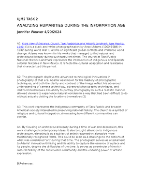 UJM2 Task 1 List A - task 1 assignment - UJM2 Task 1 List of Works A Global Arts and Humanities ...