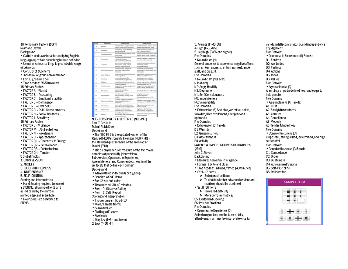 16 Personality Factors( Print) - 16 Personality Factors (16PF) Raymond ...